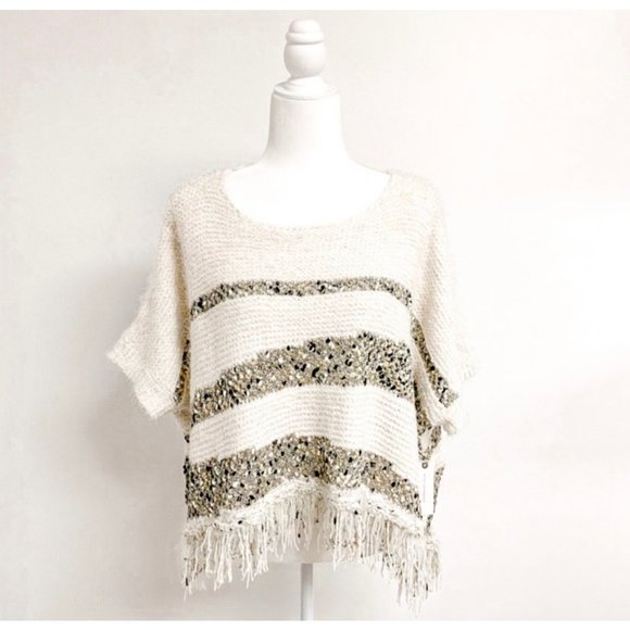 Anthropologie | Sweaters | Nwot Moth Anthropologie Short Sleeve Fringe ...